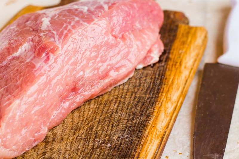 Raw Meat on a Cutting Board Stock Photo - Image of dinner, cutting ...
