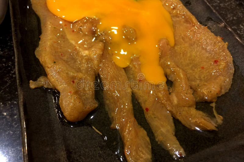 Raw meat with egg. stock photo. Image of yolk, healthy - 92565292