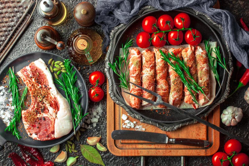 Raw meat on the kitchen stock photo. Image of fillet - 108293806