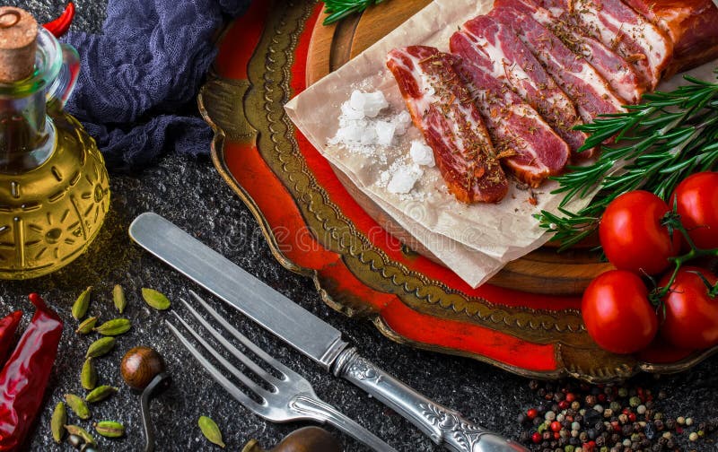 Raw meat on the kitchen stock image. Image of steak - 108289397