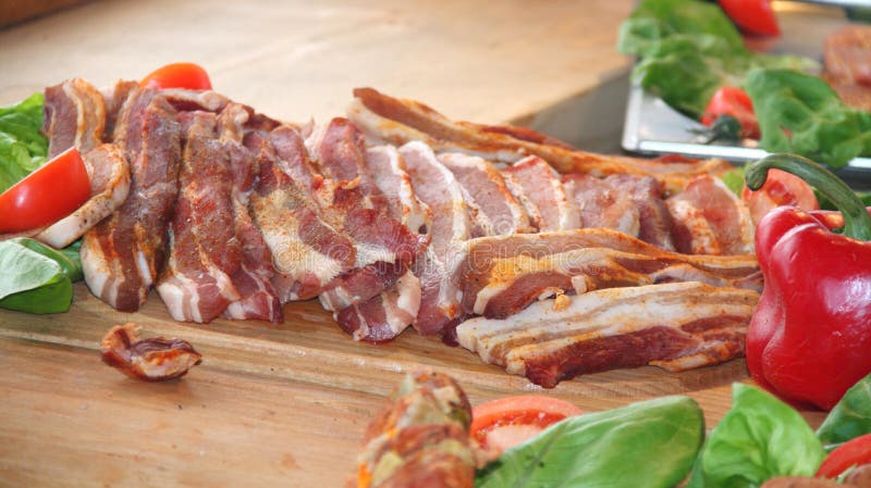 Raw Meat with Layers of Lard Stock Image - Image of slised, grill: 28554361
