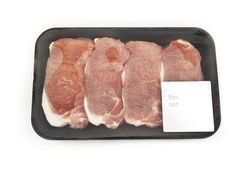 Raw Steaks in the Packageisolated on White Background Stock Photo ...