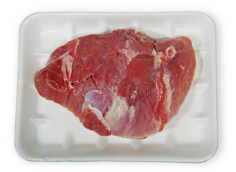 Raw Meat in Packaging Isolated on a White Background. Stock Photo ...