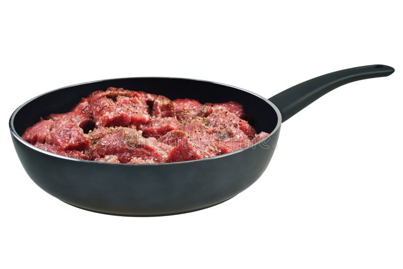 Raw meat in pan. stock image. Image of meat, preparing - 28131019