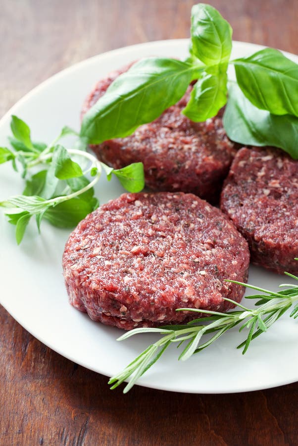 Raw Meat Patties on a Plate Stock Photo - Image of meat, close: 33223590