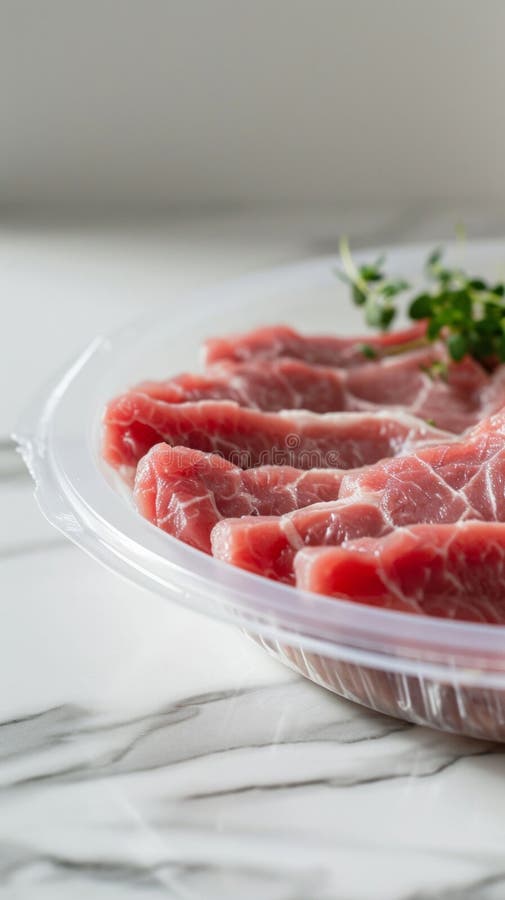 Raw Meat in a Plastic Container with Parsley Stock Image - Image of ...