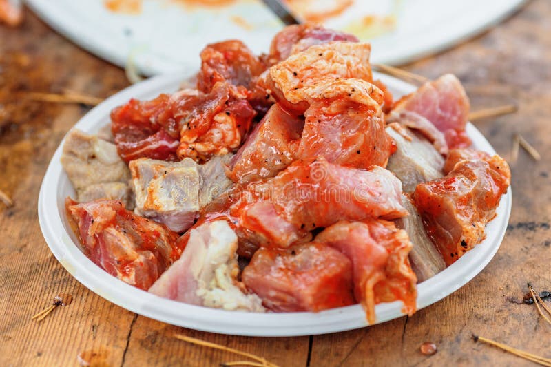 Raw meat on plate stock image. Image of meal, pepper - 54026321