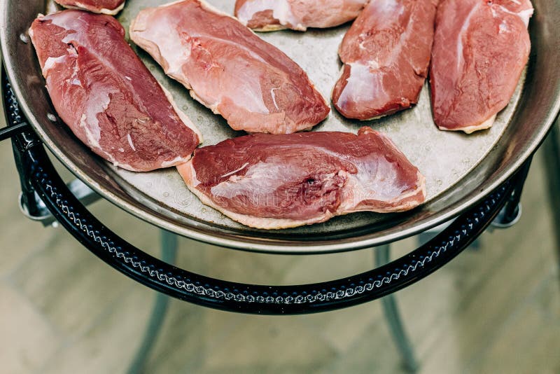 Raw Meat Pork Pan Frying Cooking Kitchen Stock Photo - Image of cooked ...