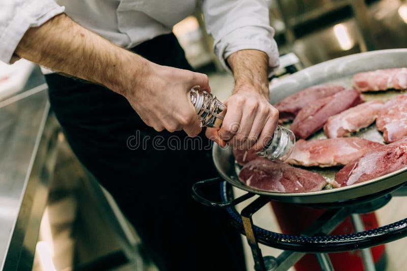 Raw Meat Pork Pan Frying Cooking Kitchen Stock Image - Image of object ...
