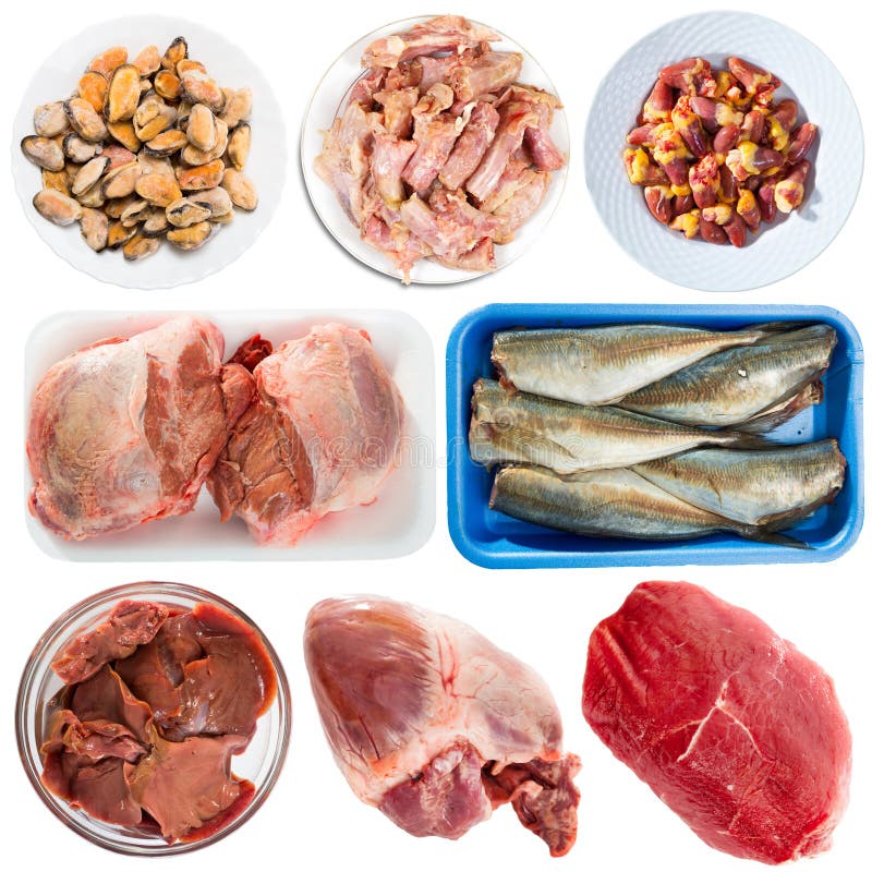 Raw Meat, Poultry Fish Isolated on White Background, Nobody Stock Photo ...