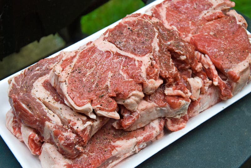 Raw Meat Prepared on the Grill Stock Photo - Image of delicious, grill ...