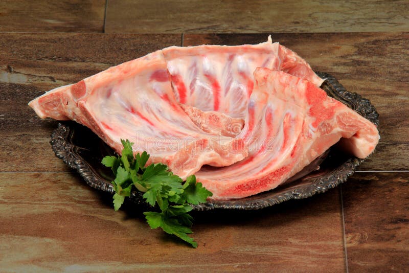 Raw Meat with Rib. Bone Rib Selection for Soup Stock Image - Image of ...