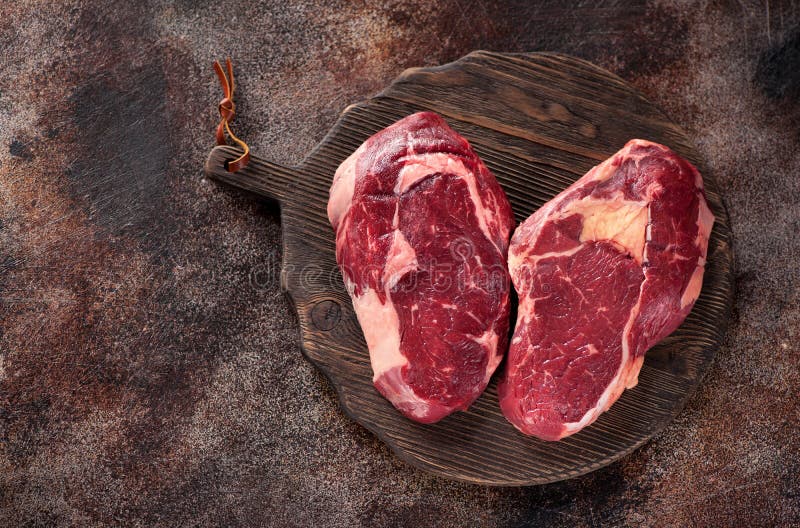 Raw Meat Ribeye Steak Heart Shape Stock Photo - Image of brown ...