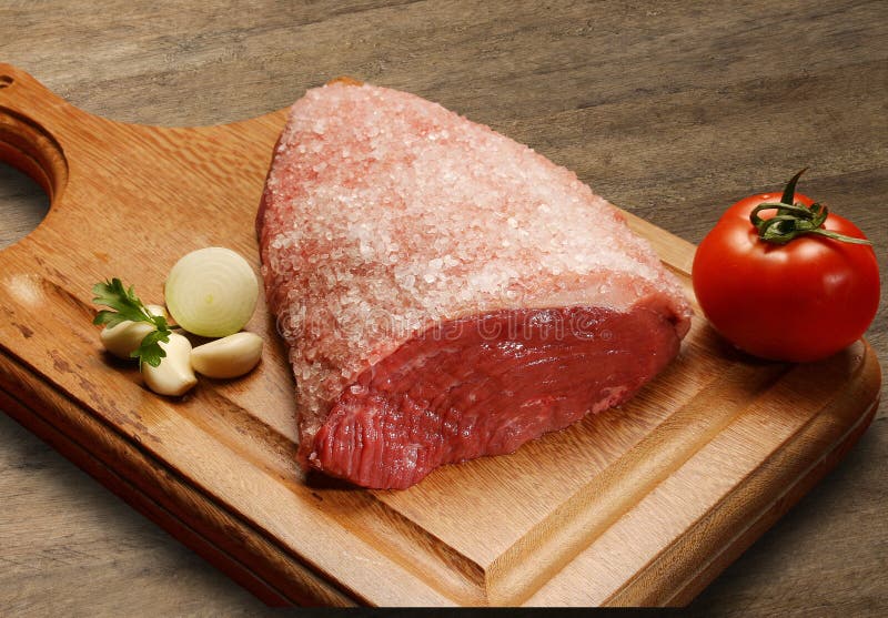 Raw Meat Selection on Wooden Cutting Board. Stock Photo - Image of ...