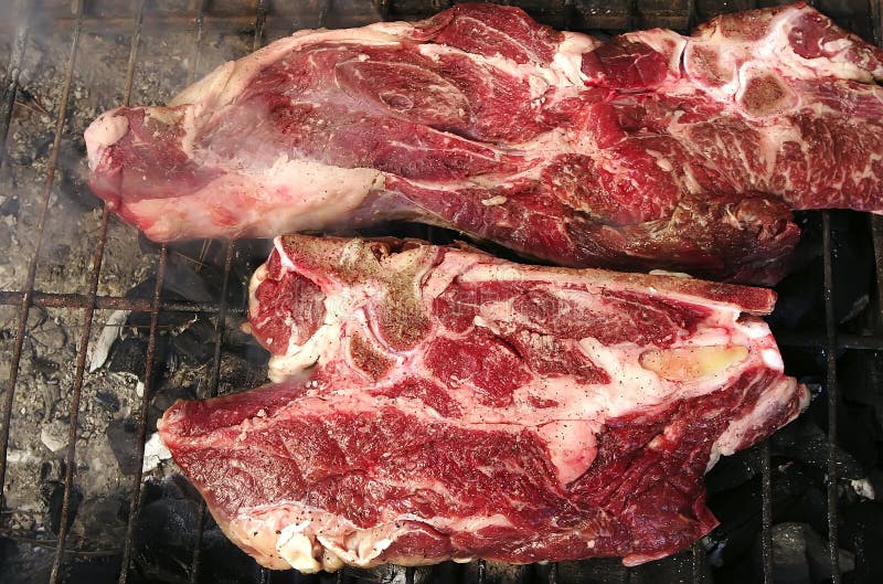 Raw meat steack on grid stock image. Image of meal, slice - 7102659