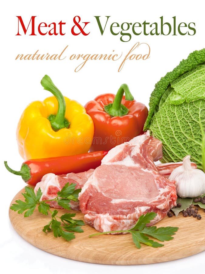 Raw meat and vegetables stock image. Image of edible - 19761445