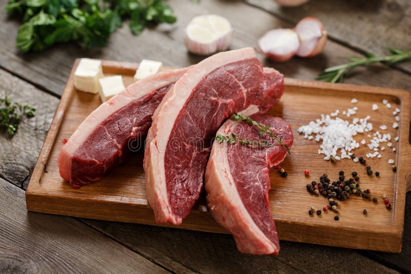 Raw meat on the wood stock image. Image of background - 90613947