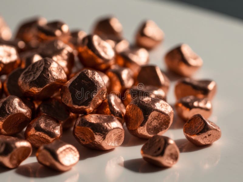 Raw Metallic Copper Nuggets with Textured Surface on Neutral Background ...