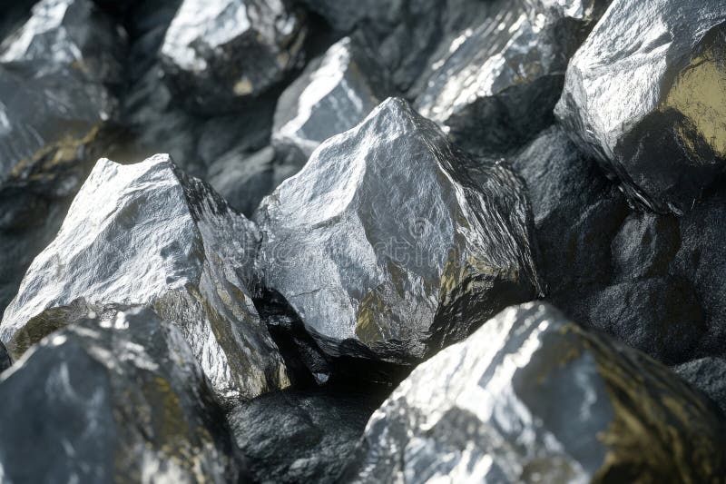 Raw Metallic Lithium Ore with Reflective Surfaces. Generative AI. Stock ...