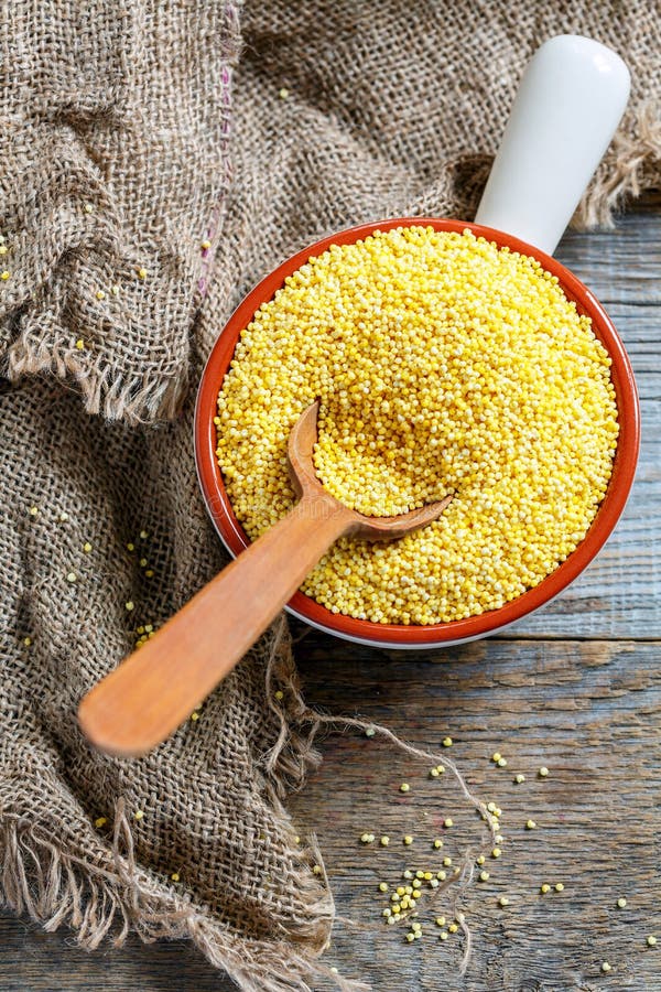Raw Millet Seeds in a Ceramic Bowl. Stock Image - Image of healthy ...