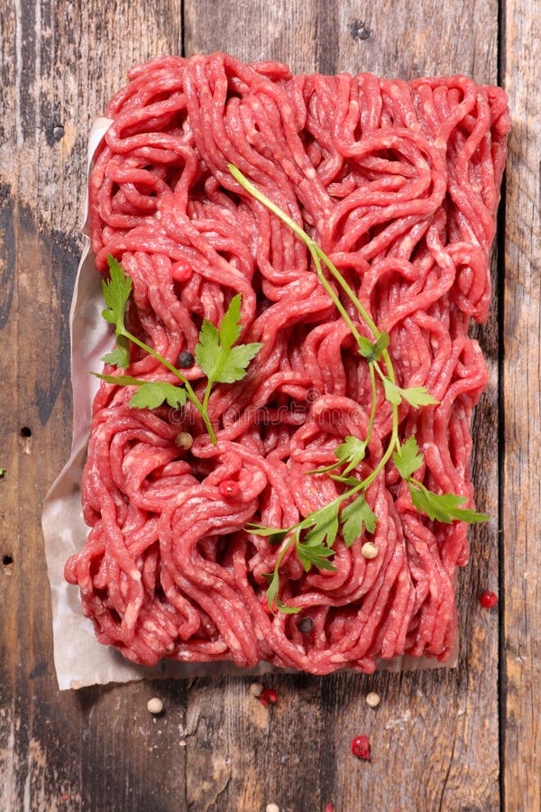 Raw minced beef stock photo. Image of bloody, pepper - 68447450