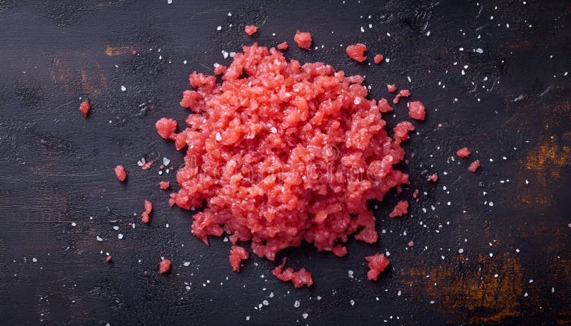 Raw Minced Beef Uncooked Meat Over Board Stock Photo - Image of ...