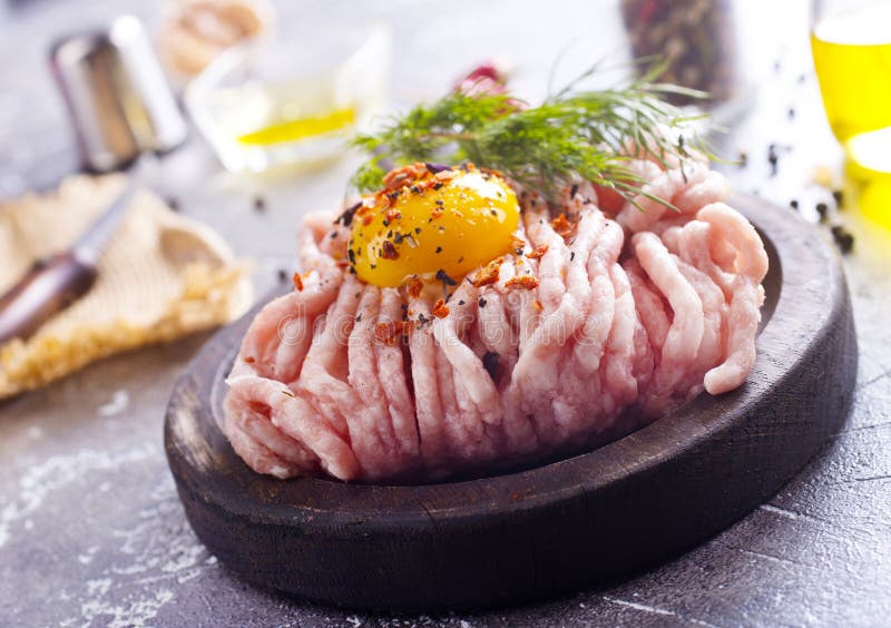 Raw Minced Chicken Fillet, Uncooked Meat Over Board Stock Image - Image ...