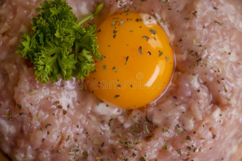 Raw Minced Chicken, Fresh Egg Meat, Healthy Stock Image - Image of ...