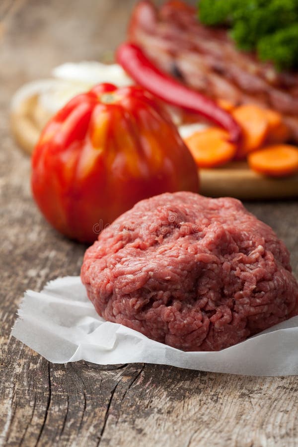 Raw minced meat and stock photo. Image of prepared, bolognese - 25780678
