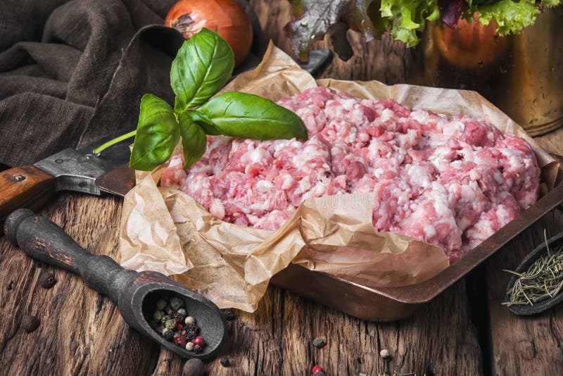 Raw minced meat beef stock image. Image of pork, protein - 94986061