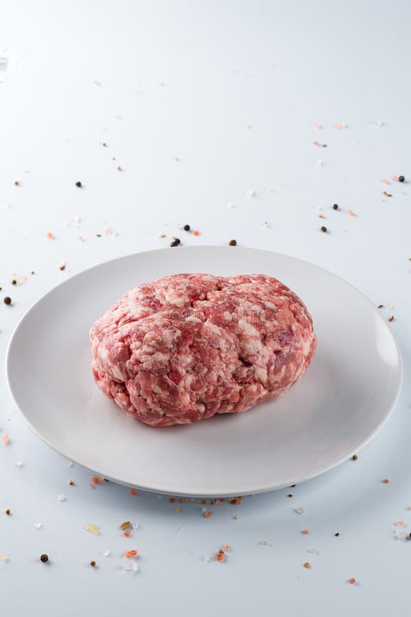 Raw Minced Meat Beef on White Background Stock Photo - Image of ...