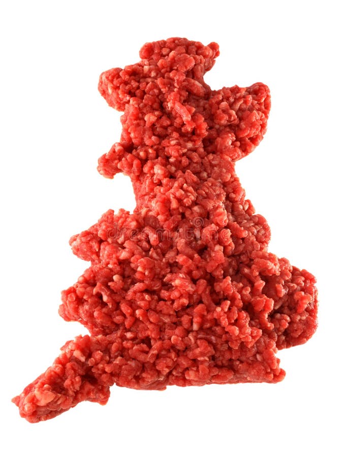 Raw Minced Meat in the Shape of U.K on White Stock Image - Image of ...