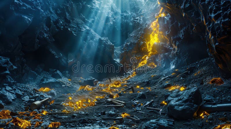 Raw Mineral Resources Extracted from Geological Formations. Stock Photo ...