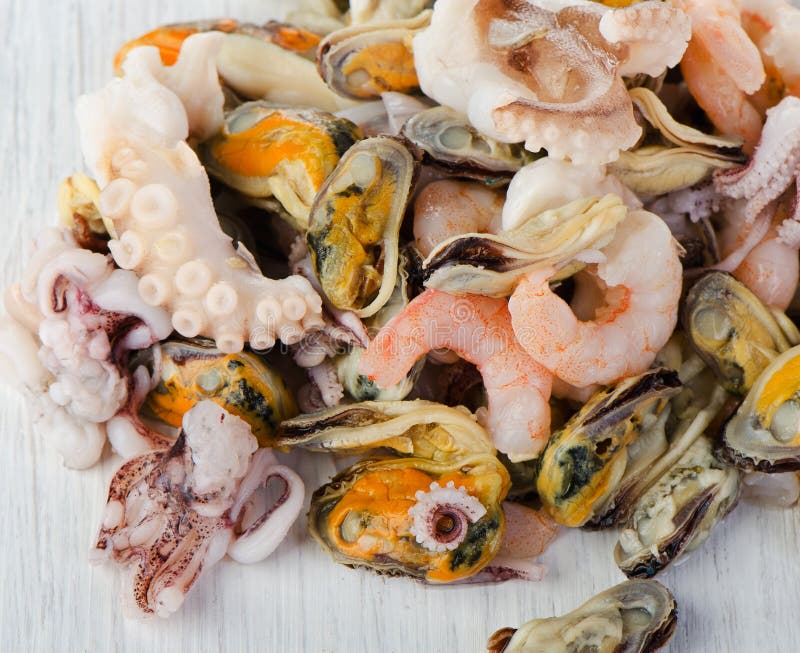 Raw Mixed seafood stock image. Image of closeup, mollusk - 35639949