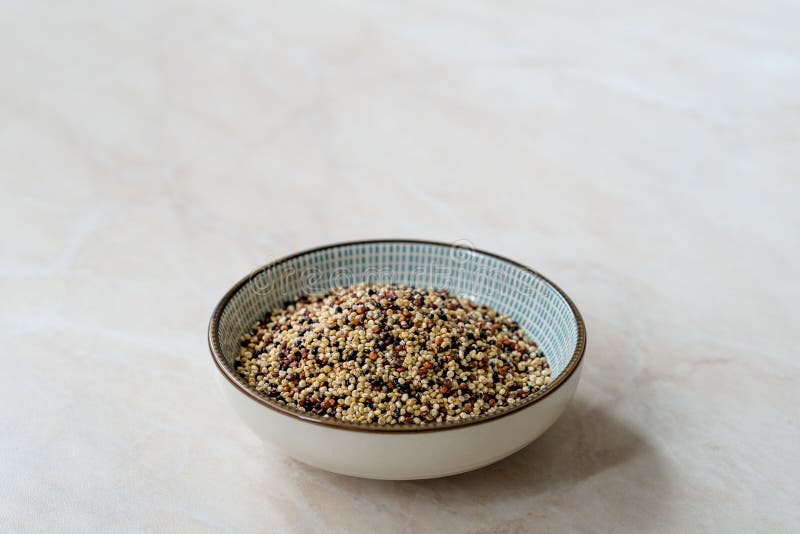 Raw Mixed Tricolor / Three Color Quinoa in Bowl Stock Image - Image of ...