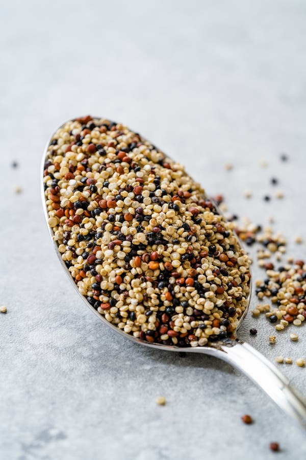 Raw Mixed Tricolor / Three Color Quinoa in Spoon Stock Image - Image of ...