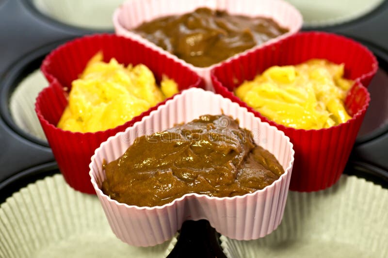 Raw Muffins in a Heart Form Stock Image - Image of closeup, calories ...