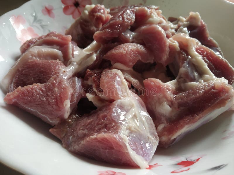 Raw Mutton in a Bowl Selectively Focused Stock Photo - Image of tasty ...