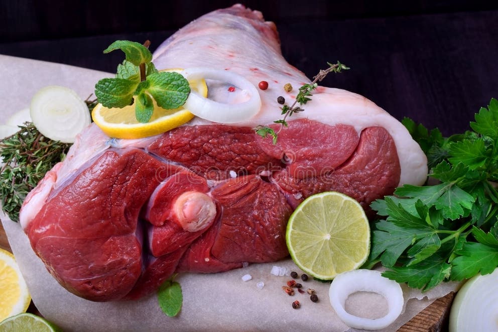 Raw mutton leg stock image. Image of making, flesh, ingredients - 141992993