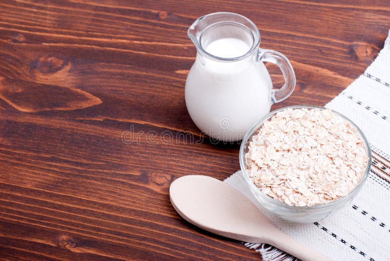 Raw Oatmeal Diet Food on Board Stock Photo - Image of meal, healthy ...