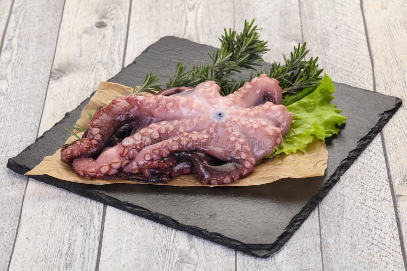 Raw Octopus Ready for Cooking Stock Image - Image of meat, rustic ...