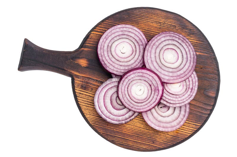 Raw Onion Rings Isolated on White Background. Top View Stock Image ...