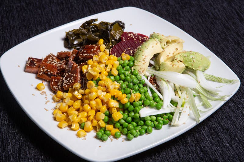 Raw Organic Ahi Tuna Poke stock photo. Image of fish - 270602170