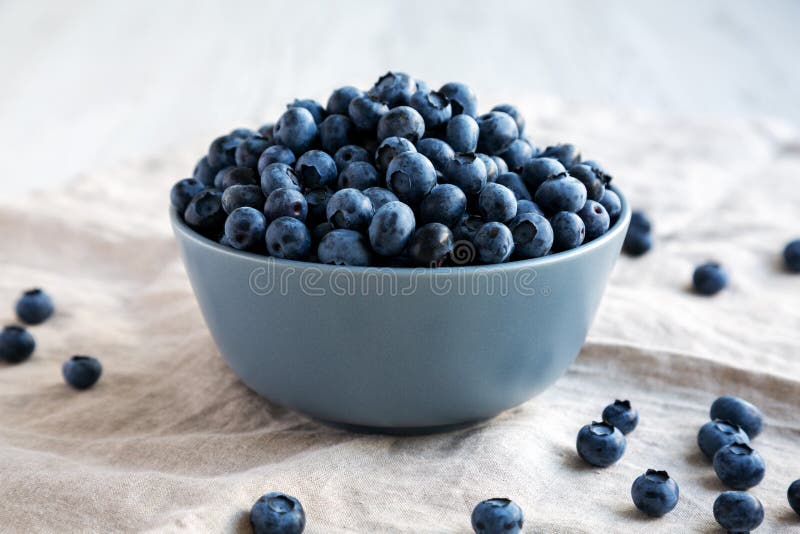 Raw Organic Blueberries in a Bowl, Side View Stock Image - Image of ...