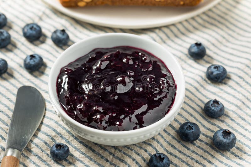 Raw Organic Blueberry Jam Preserves Stock Image - Image of background ...