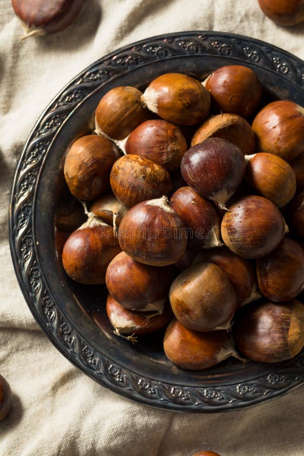 Raw Organic Brown Chestnuts Stock Photo - Image of fruit, traditional ...