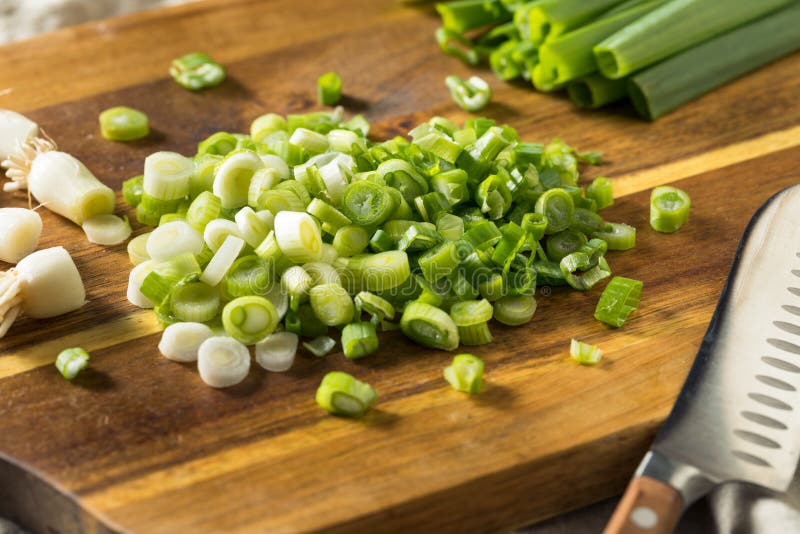 Raw Organic Chopped Green Onions Stock Photo - Image of sliced, chopped ...