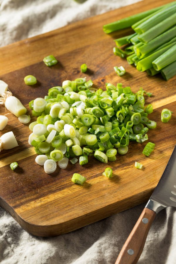 Raw Organic Chopped Green Onions Stock Photo - Image of cooking, salad ...