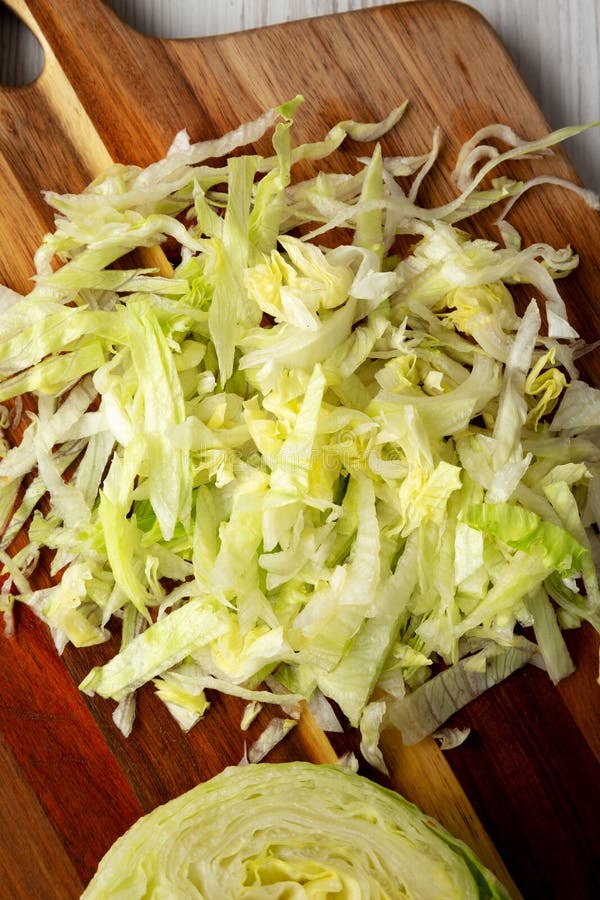 Raw Organic Cut Up Iceberg Lettuce Ready To Eat Stock Photo - Image of ...