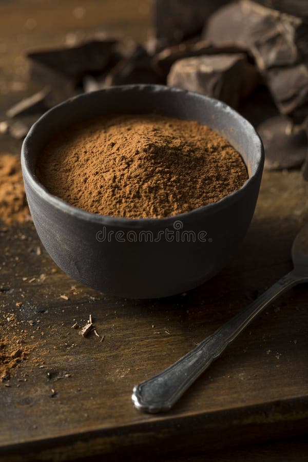 Raw Organic Dark Chocolate Cocoa Powder Stock Image - Image of caffeine ...